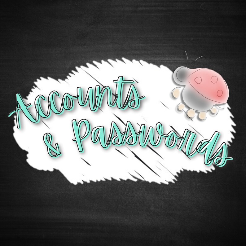 Account and Password Printable PDF- Planner PDF- Worksheet PDF- Login ...