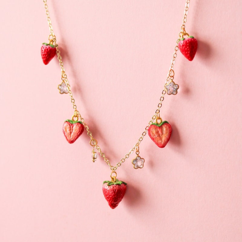 Clay Strawberry Charm - Etsy