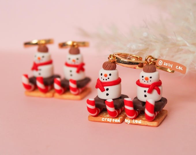 Snowman S'mores Clay Earrings | Handmade Christmas Charms Dangle ...