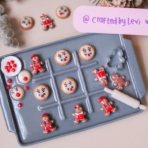 Rudoplh Reindeer and Gingerbread Man Woman Polymer Clay Tic Tac Toe ...