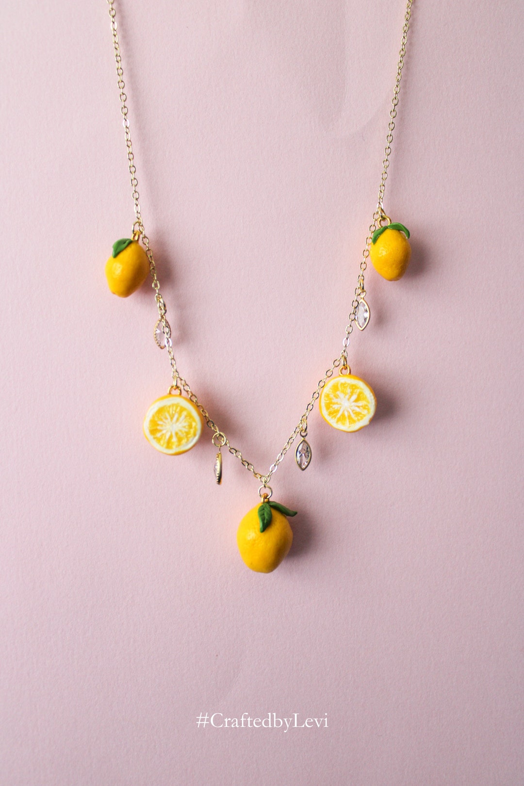 Polymer Clay Lemon Charm Necklace - Etsy