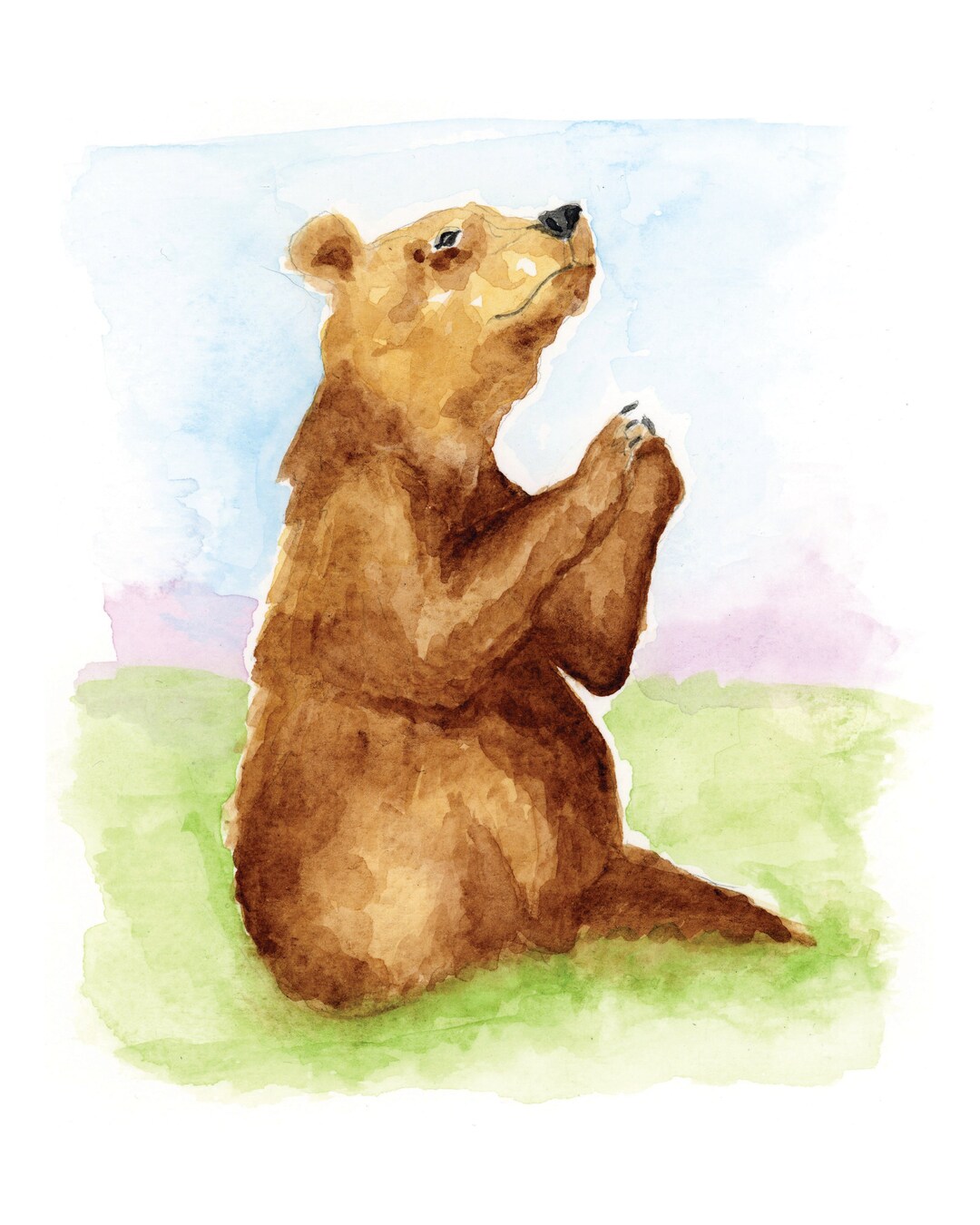 Watercolor Bear Prayer Painting Christian Art Religious Art Prayer ...