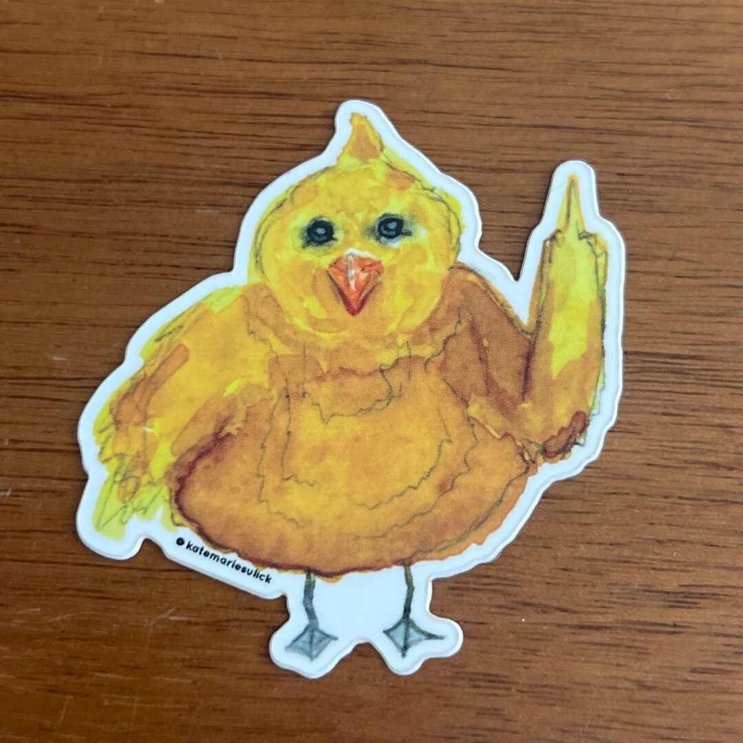 Funny Yellow Chick Sticker Middle Finger Die Cut Sticker Cute Sassy ...