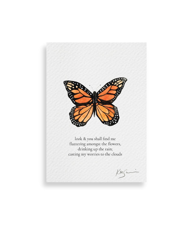 Buy Monarch Butterfly Poem Art Print and Poetry Signed by the Artist ...