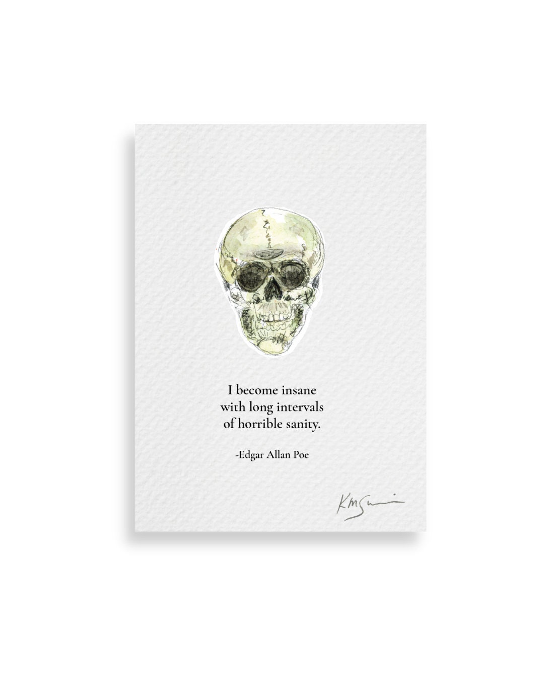 Skull Art Watercolor Halloween Art Edgar Allan Poe Poem Skeleton Art ...