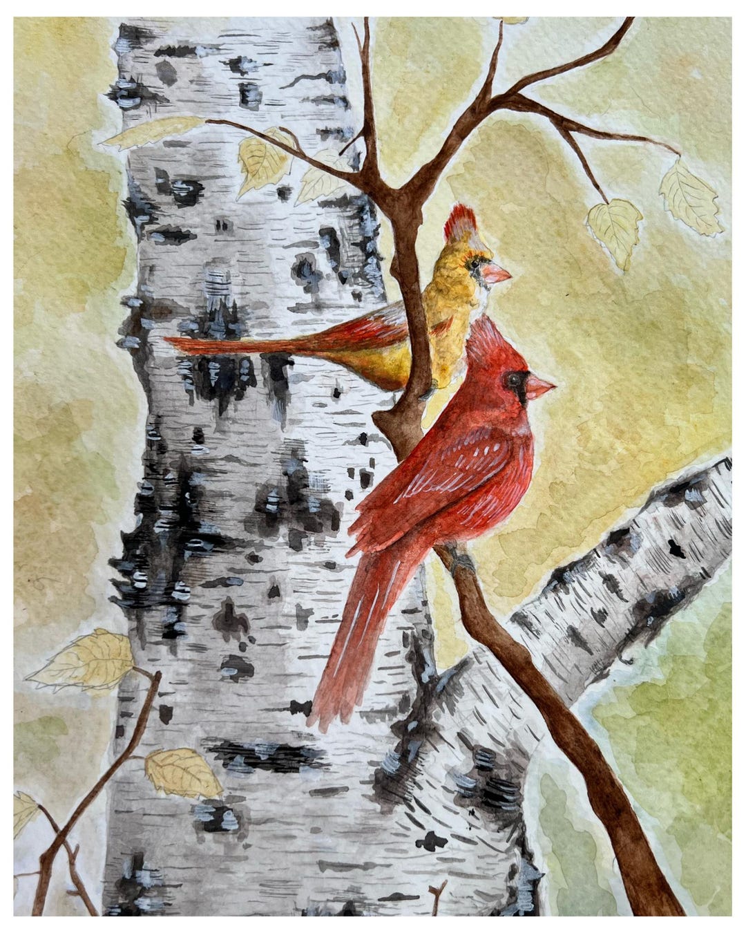 Cardinal Watercolor Art Print | Bird Painting Wall Art | Red Cardinal ...