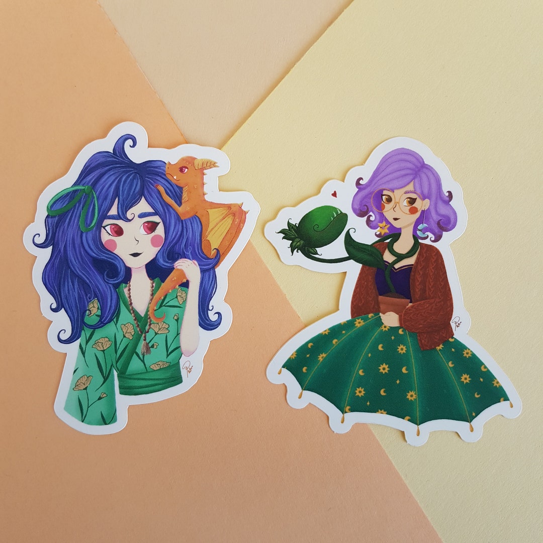 Set of 2 Stickers UNUSUAL COMPANIONS Witches-inspired Stickers With ...
