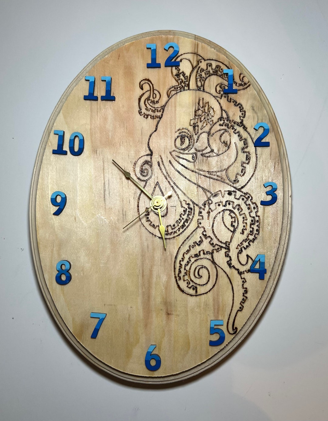 Wood Burned Octopus Clock - Etsy