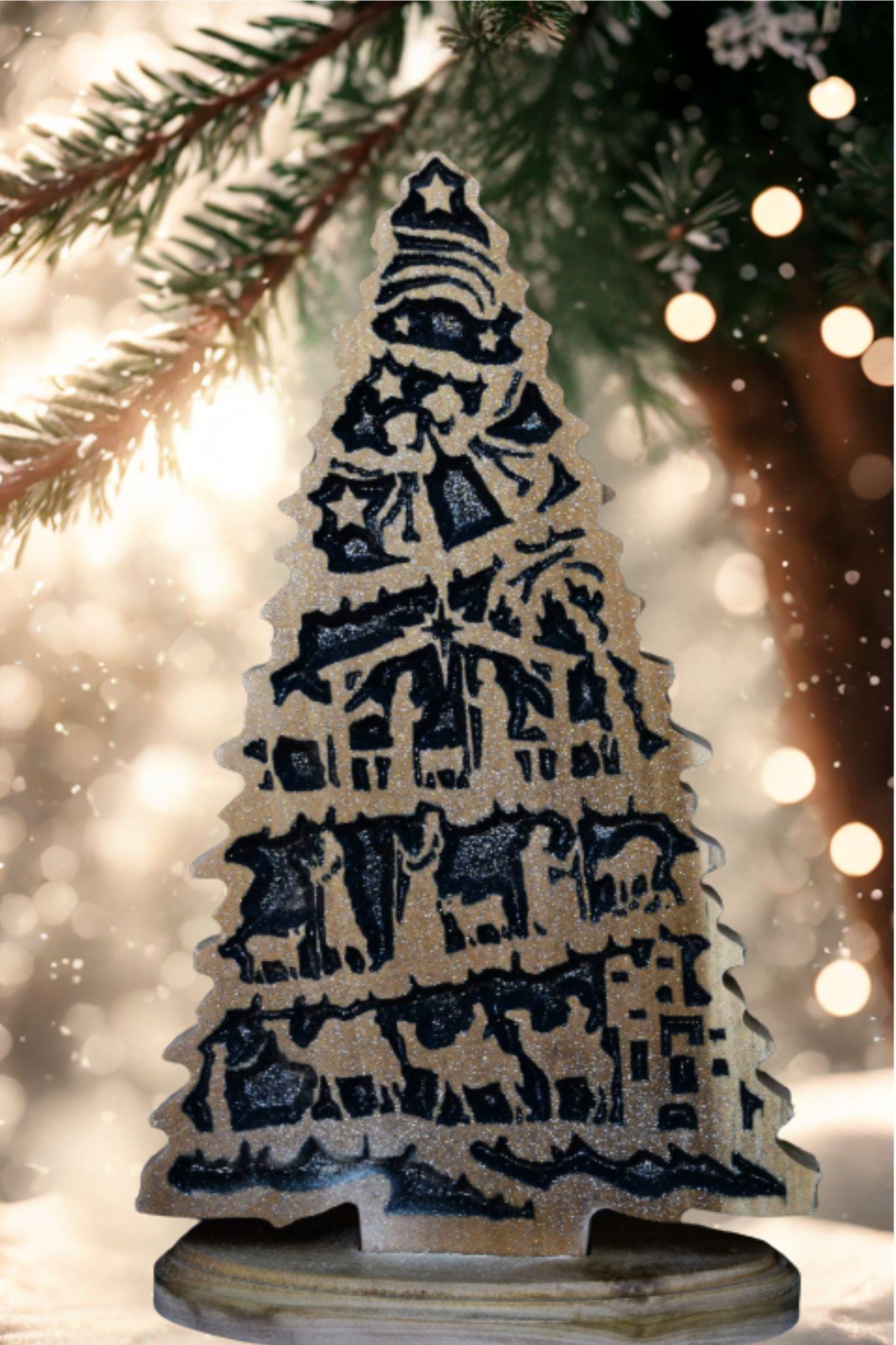 Beautifully Carved Solid Wood Nativity Tree - Etsy