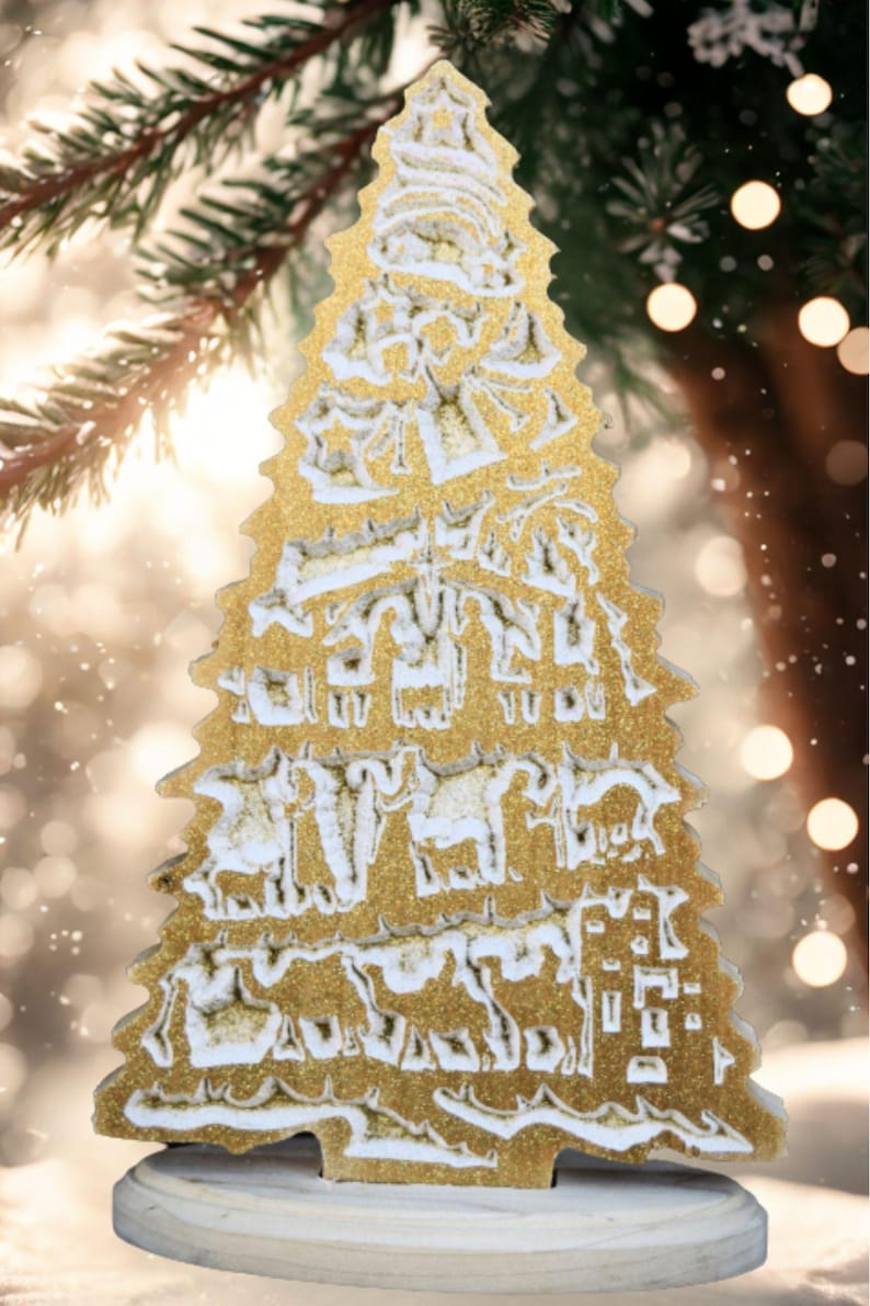 Beautifully Carved Solid Wood Nativity Tree - Etsy