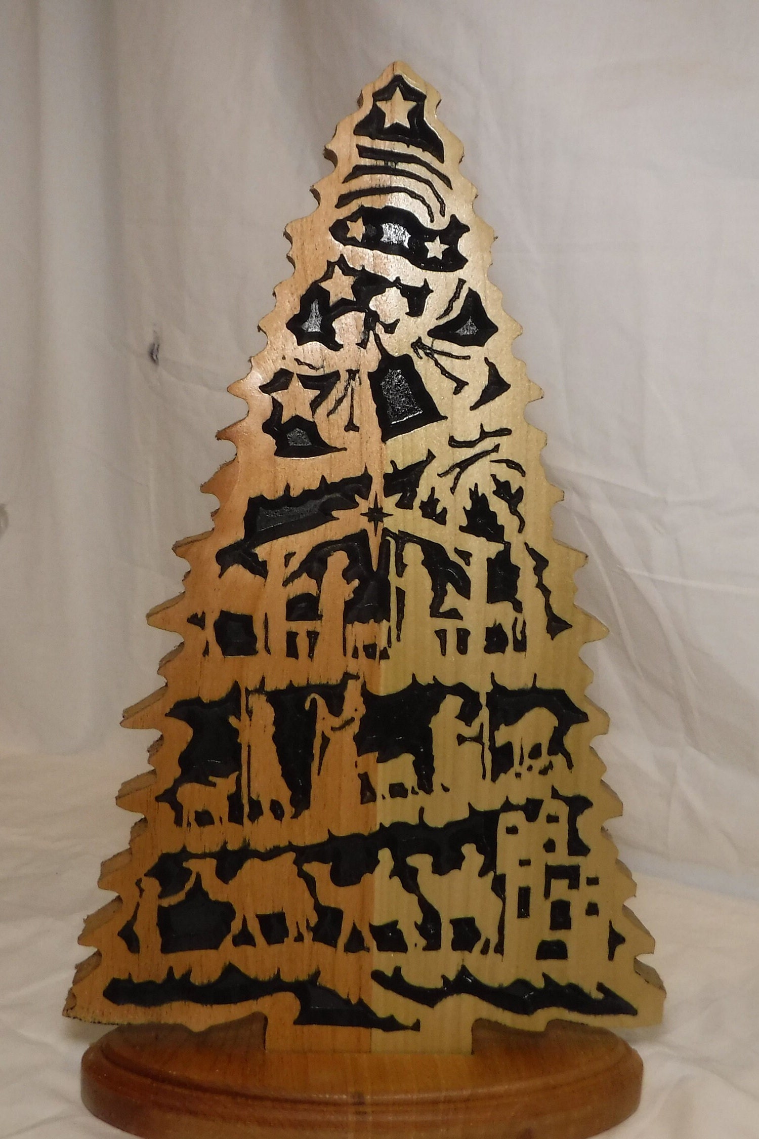Beautifully Carved Solid Wood Nativity Tree - Etsy