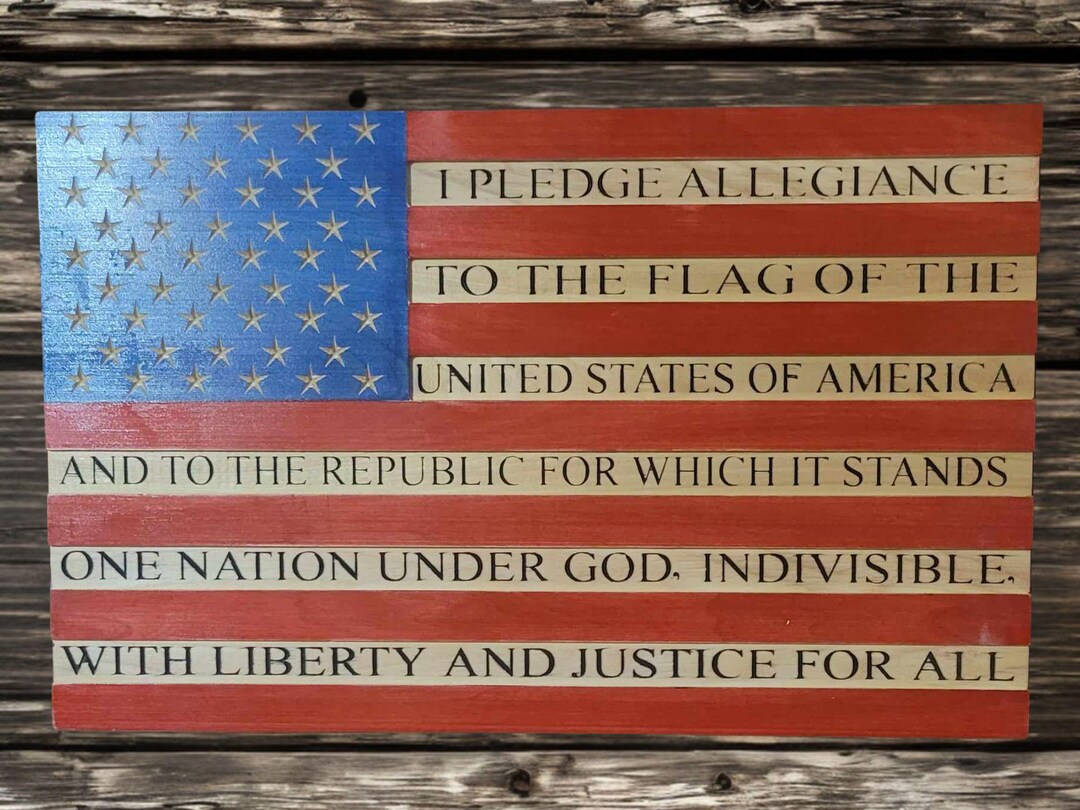 United States Flag With Pledge of Allegiance - Etsy