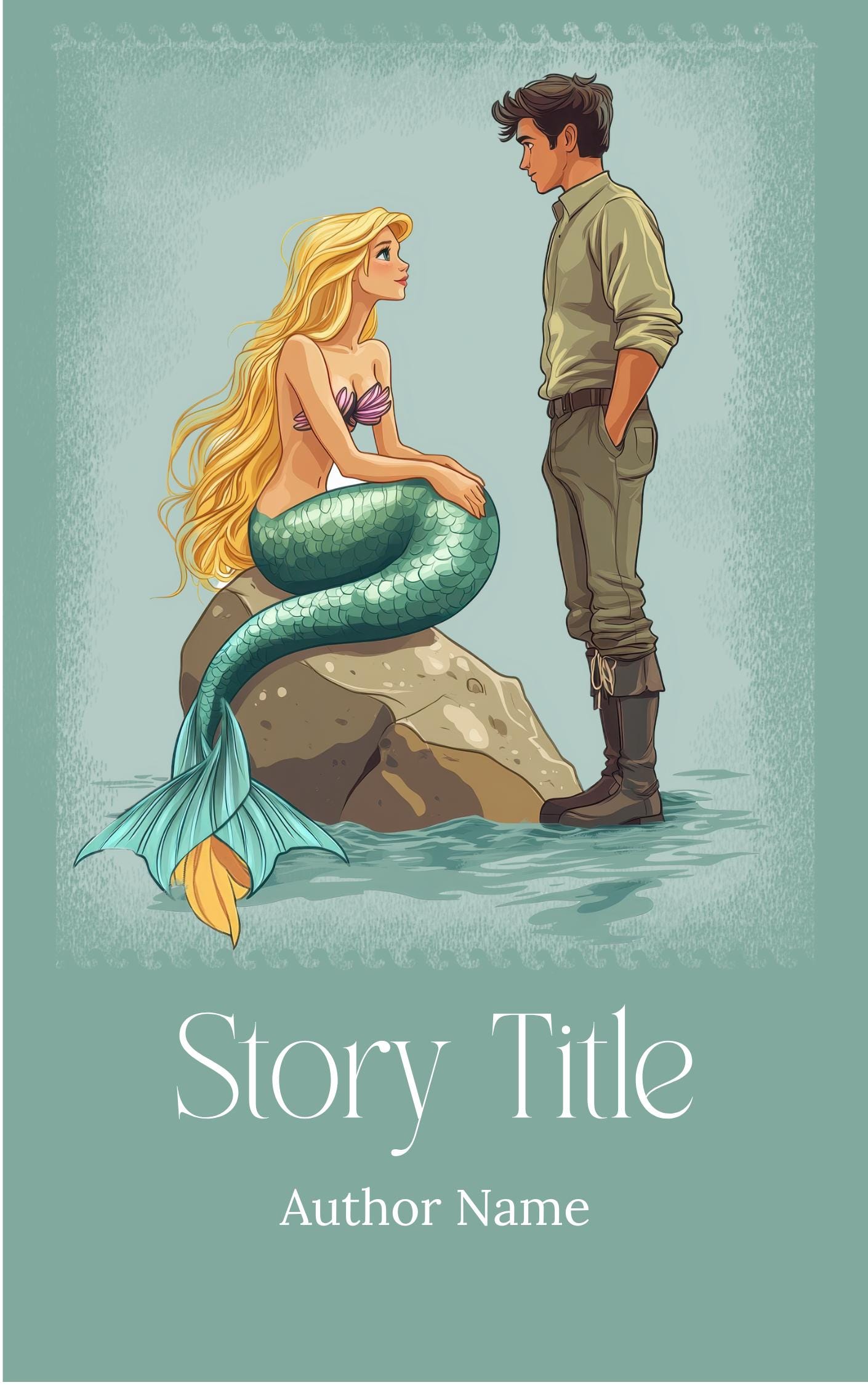 E-book Cover - Mermaid and Prince Minimalistic- Great for Fantasy ...