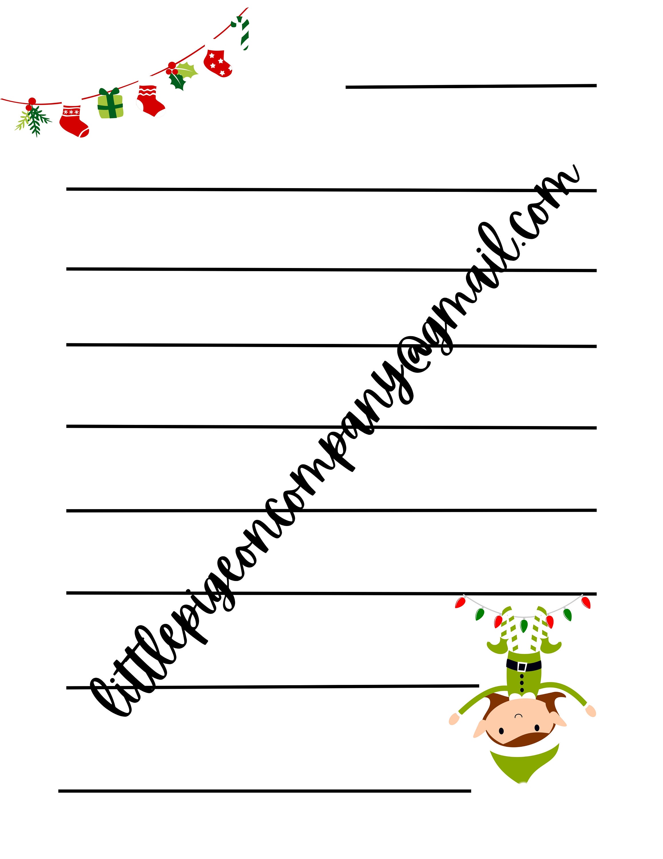 PRINTABLE, Kids Christmas, Stationery Paper, Set of 4, Digital Download ...