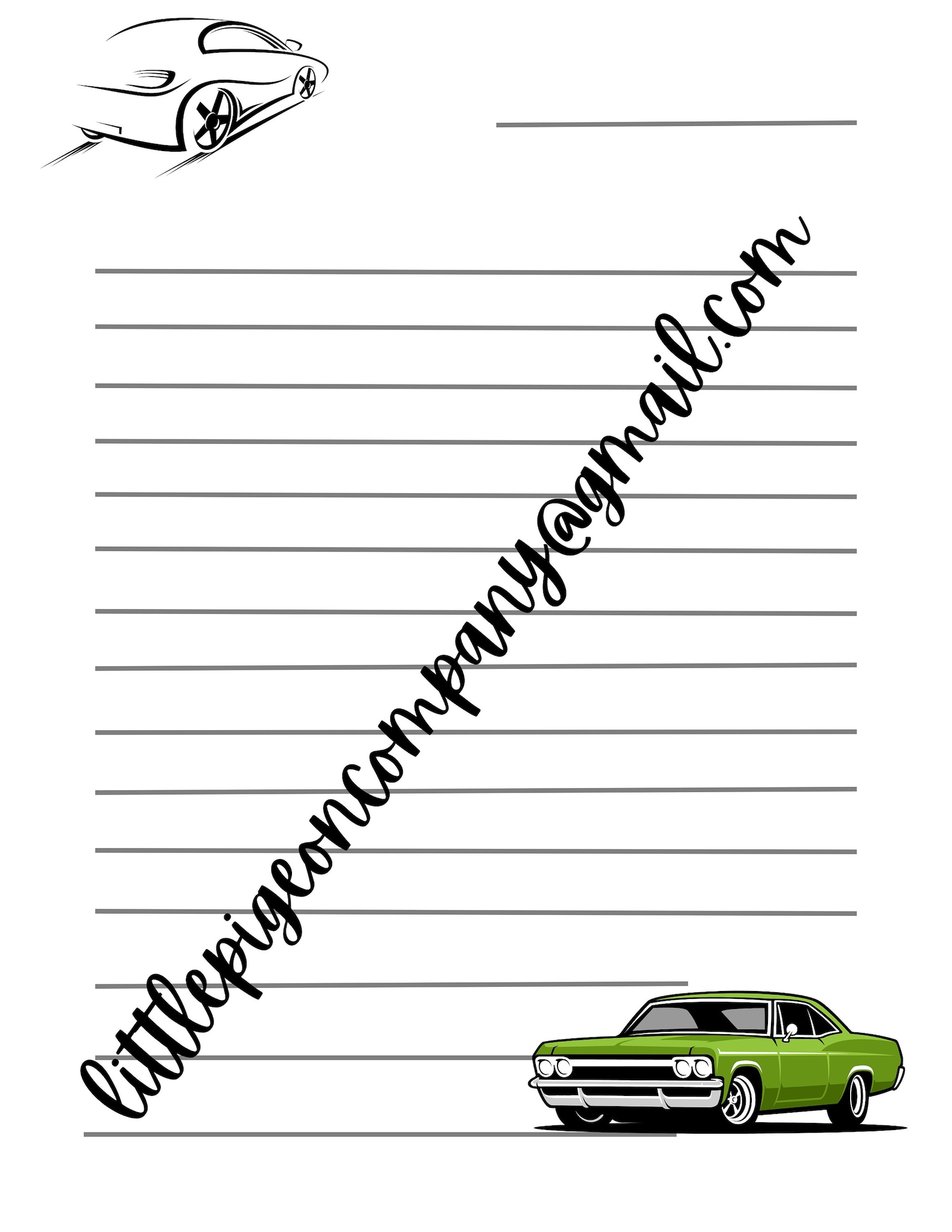 PRINTABLE, Car Theme, Stationery Paper, Set of 4, Digital Download - Etsy