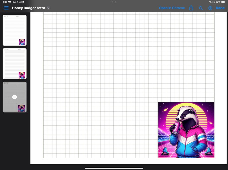 Retro, Gen X, Honey Badger Printable Stationery Paper- 3 Pages - Etsy