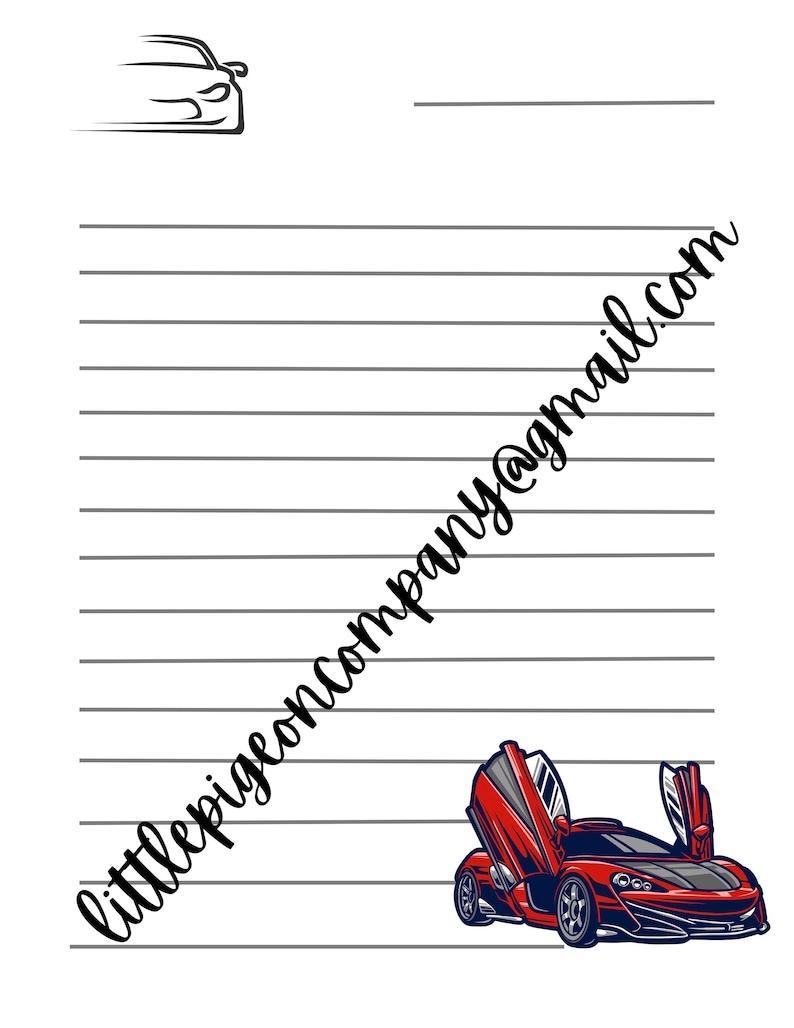 PRINTABLE, Car Theme, Stationery Paper, Set of 4, Digital Download - Etsy