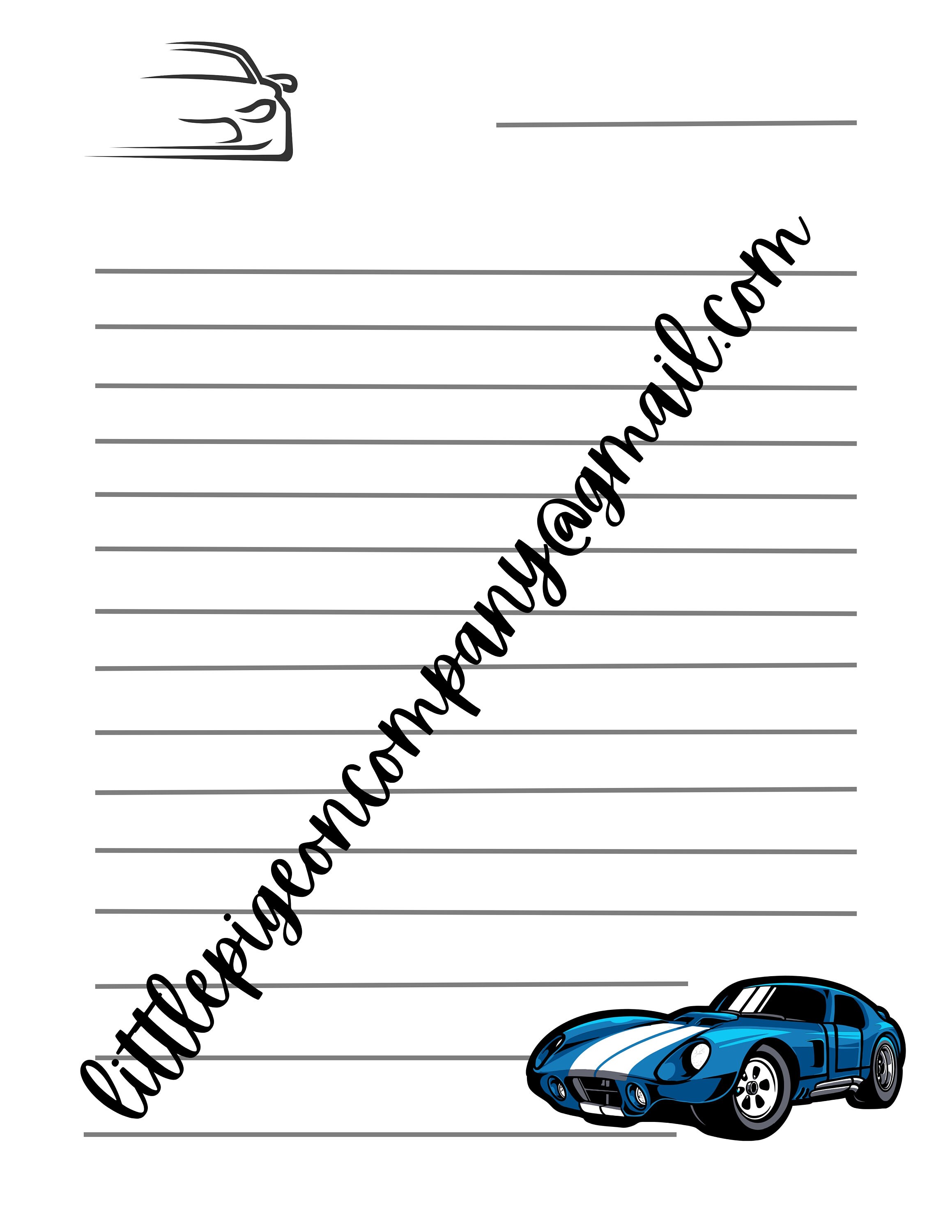 PRINTABLE, Car Theme, Stationery Paper, Set of 4, Digital Download - Etsy