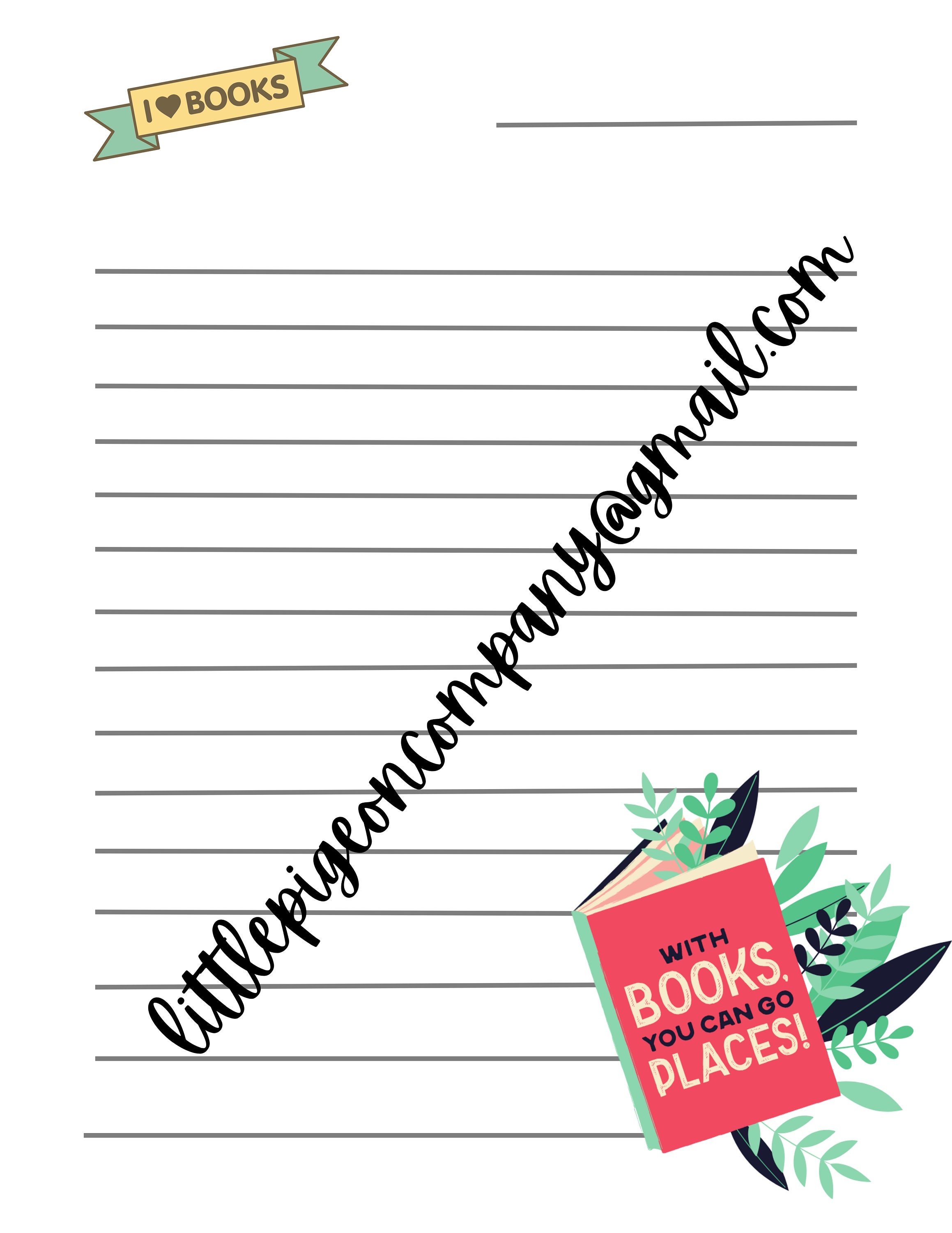 PRINTABLE, Book Theme, Stationery Paper, Digital Download, Set of 5 - Etsy