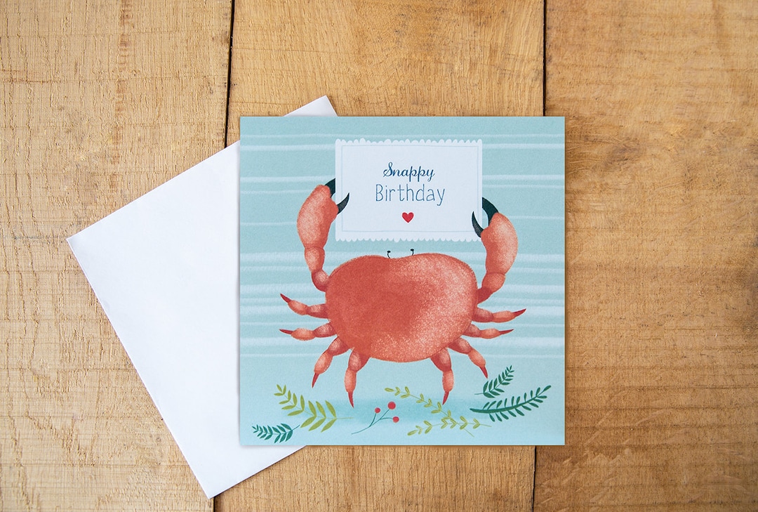 Crab Card, Male Birthday Card, Female Birthday Card, Greeting Card ...
