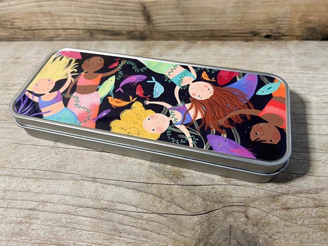 Mermaid Pencil Tin, Sealife Metal Storage Tin - Etsy
