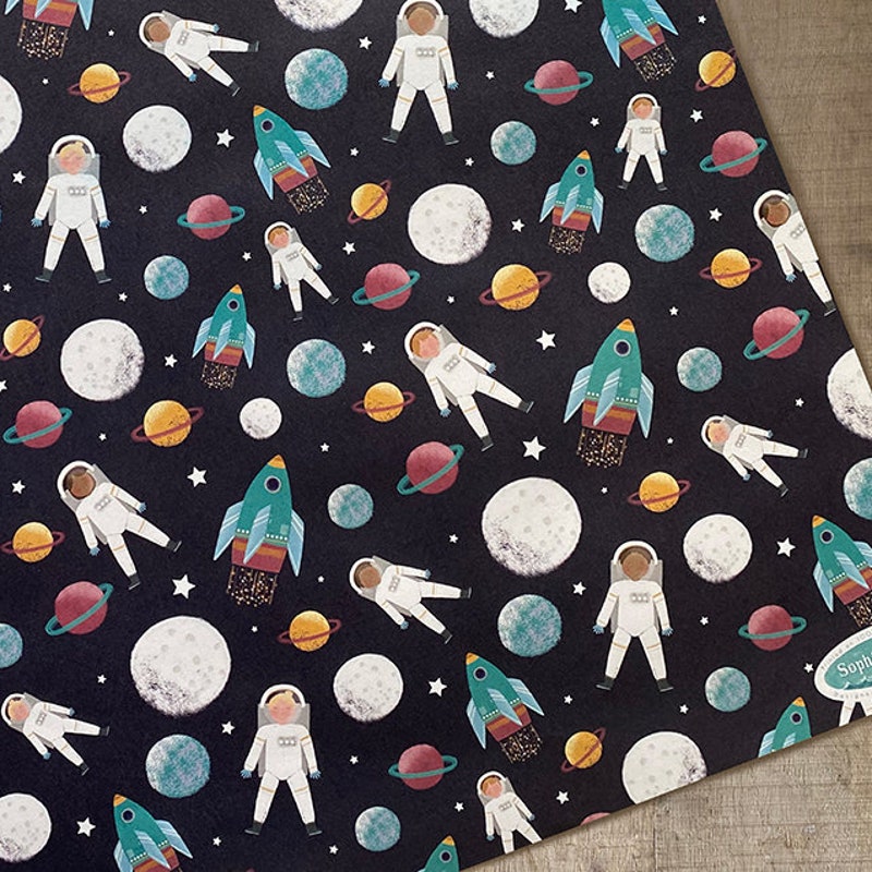 Pink Space Wrapping Paper - Etsy UK