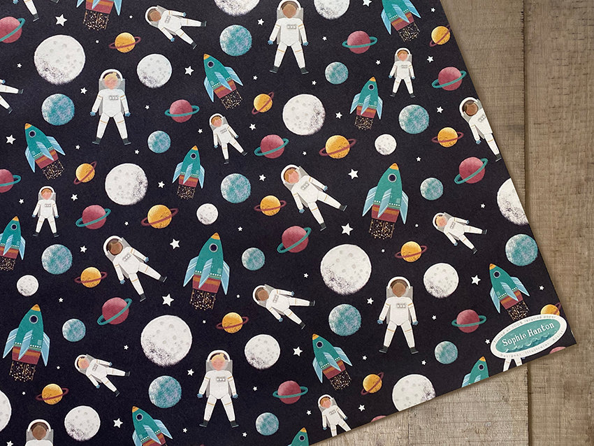 Space, Planets, Astronaut, Space Rocket Gift-wrap, Wrapping Paper ...