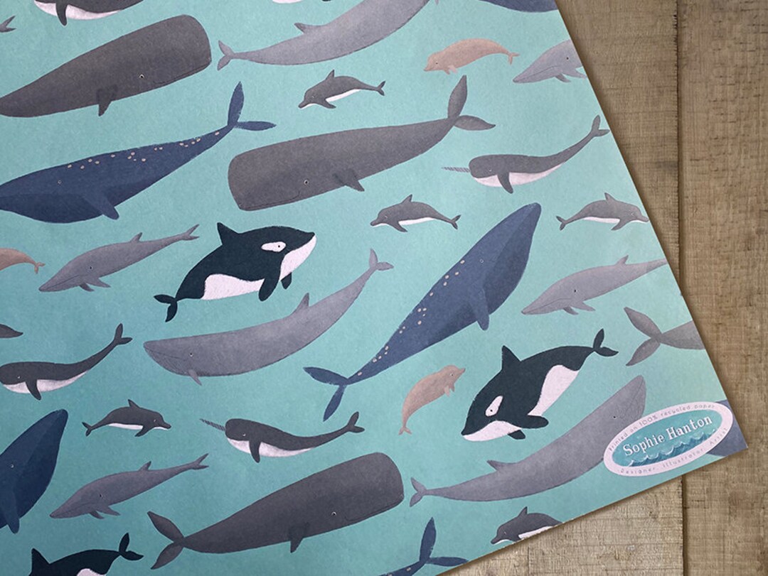 Whale Gift-wrap, Wrapping Paper, Whale Wrapping Paper, Whales, 100% ...