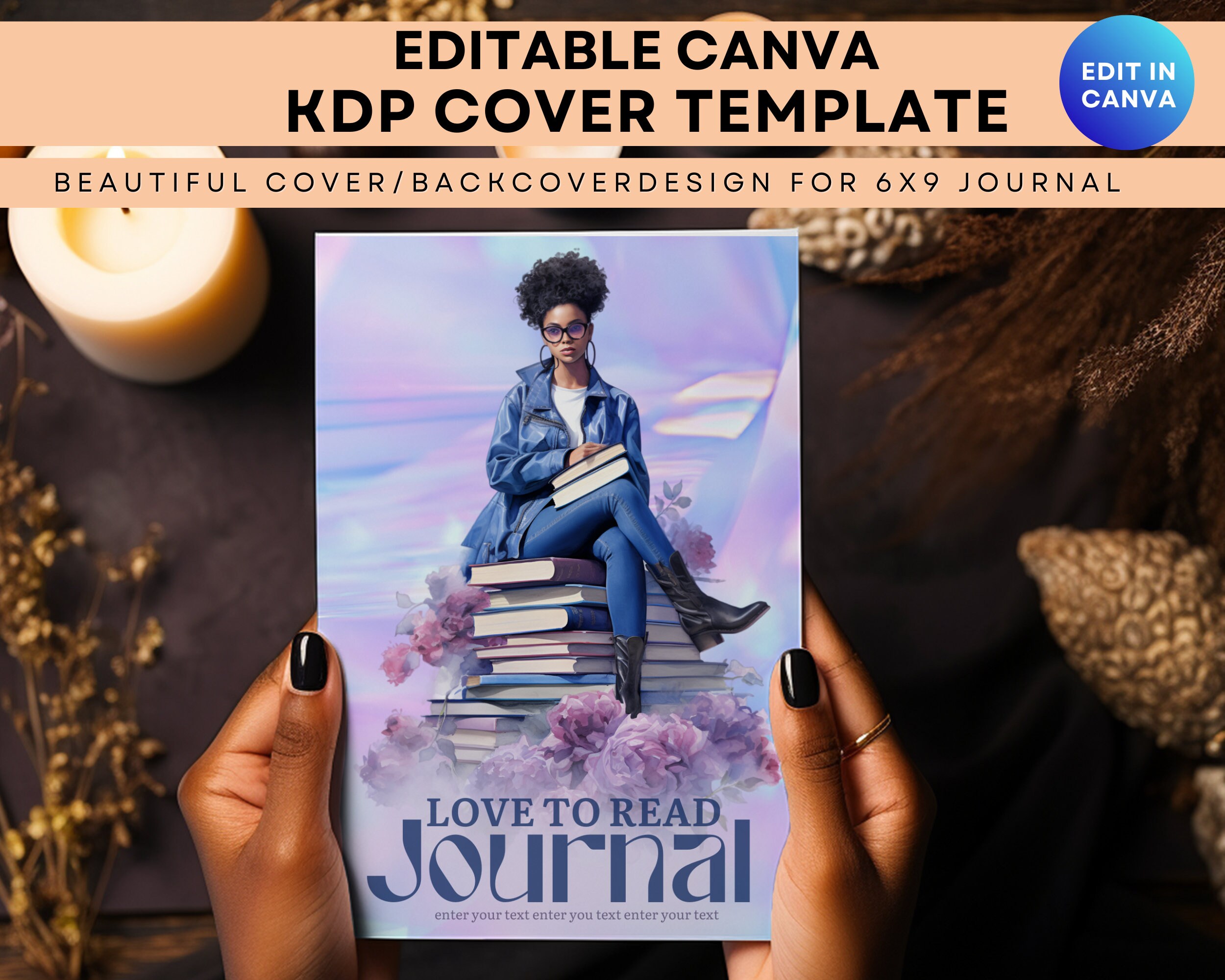 Editable KDP Cover Template, Journal Covers, Black Women Journal Covers ...