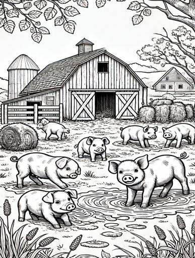 Farmyard Fun: Printable Coloring Pages Bundle for Kids - 10 Playful ...
