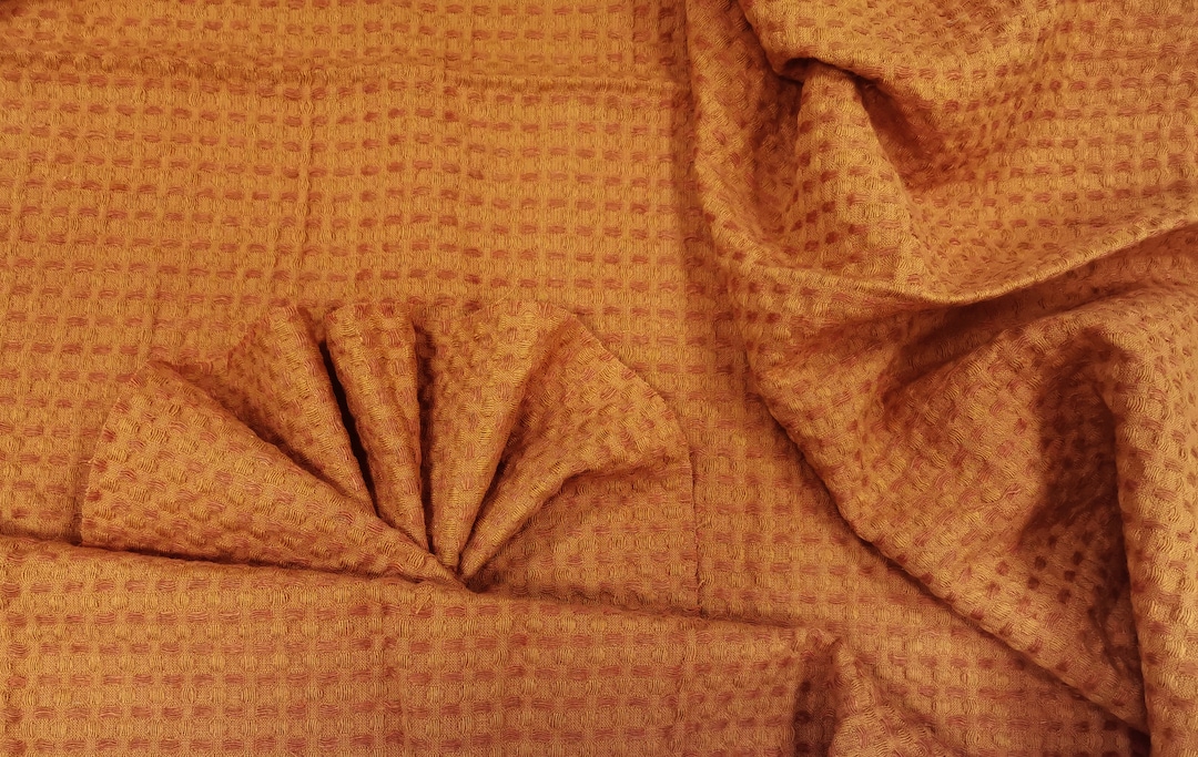 94" Extra WIDE WAFFLE Linen Blend Fabric in Cinnamon, Soft Waffle ...