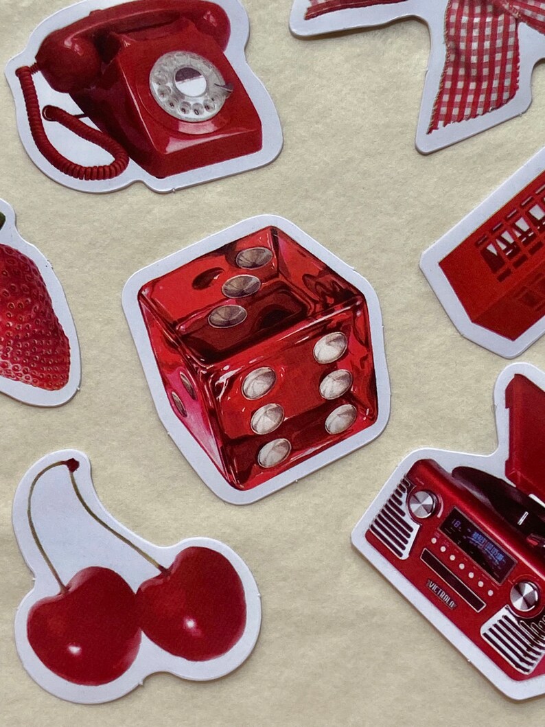 Red Y2K Sticker Set Lovecore Stickers Retro Sticker Pack - Etsy