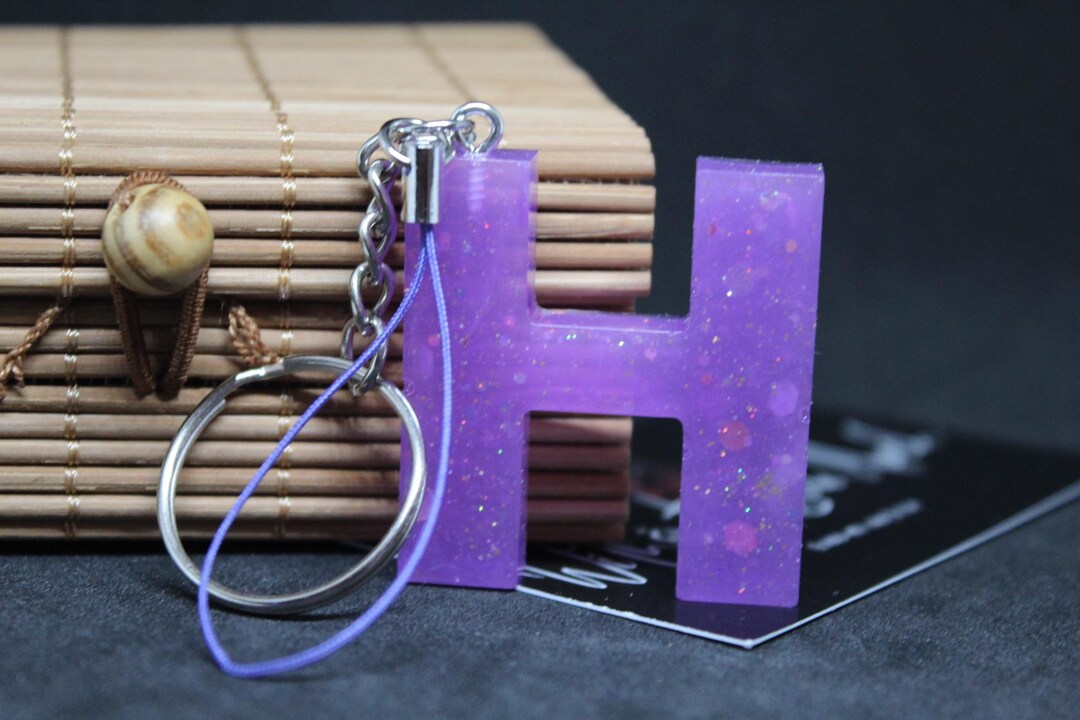 Purple Resin Letter H Initial Name Bag Charm Key Ring - Etsy UK
