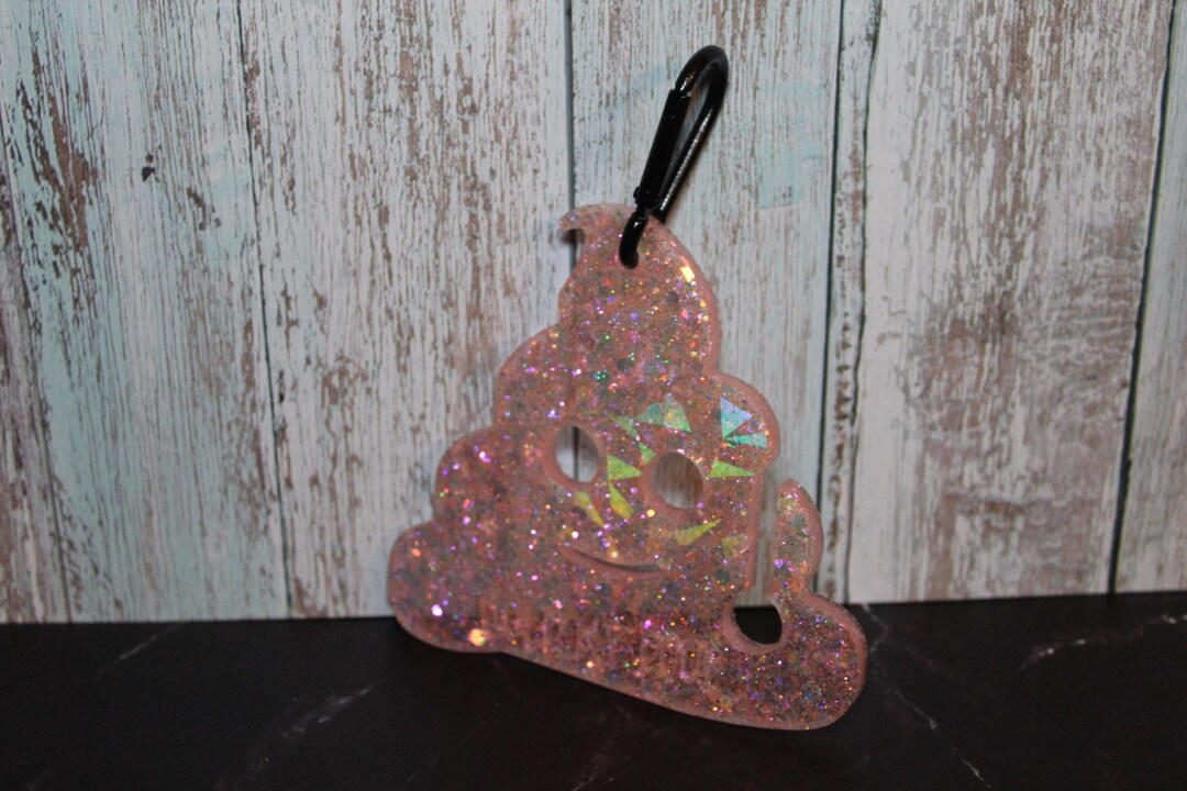 Pink Glitter Resin Poo Emoji Waste Bag Holder With Clip - Etsy