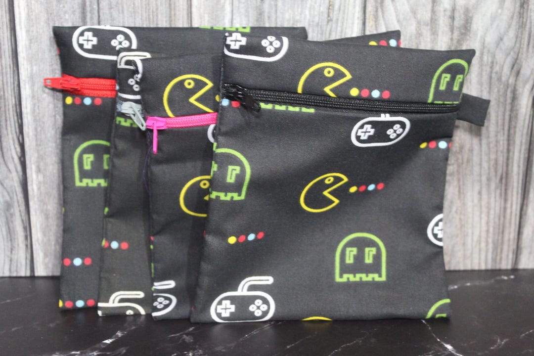 Pac-man Inspired Arcade Game Fabric Lined Ttavel Bag Holder Pouch Coin ...