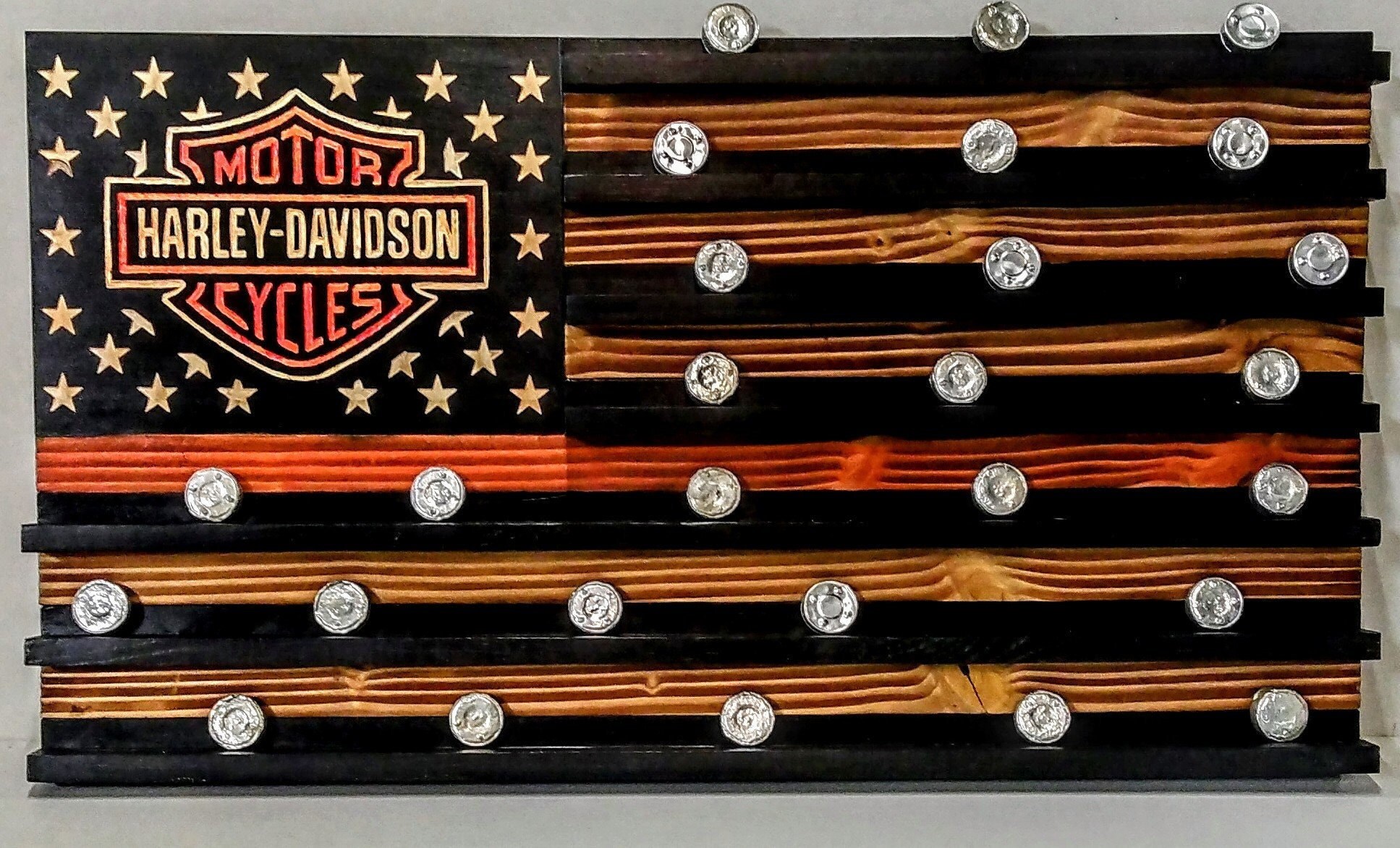 Harley Davidson Poker Chip Holder and Challenge Coin Display Flag - 3 ...