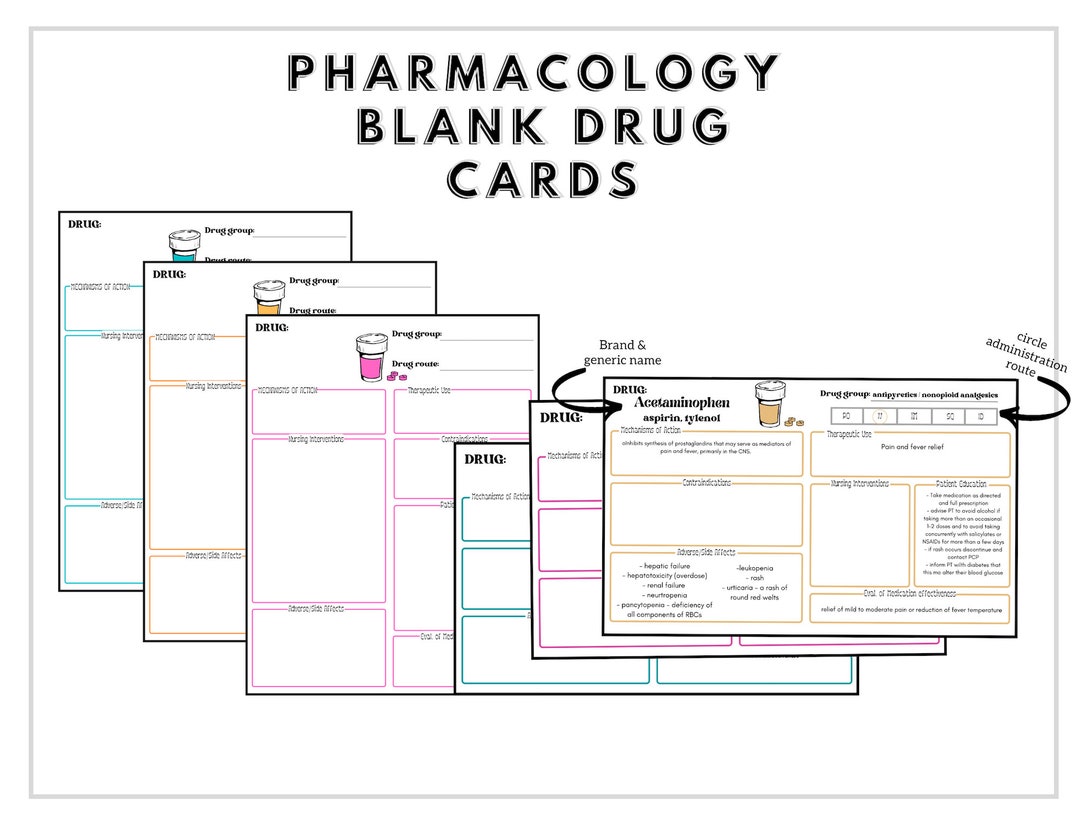 Pharmacology Drug Flash Cards Digital Download | Nursing School | Note ...
