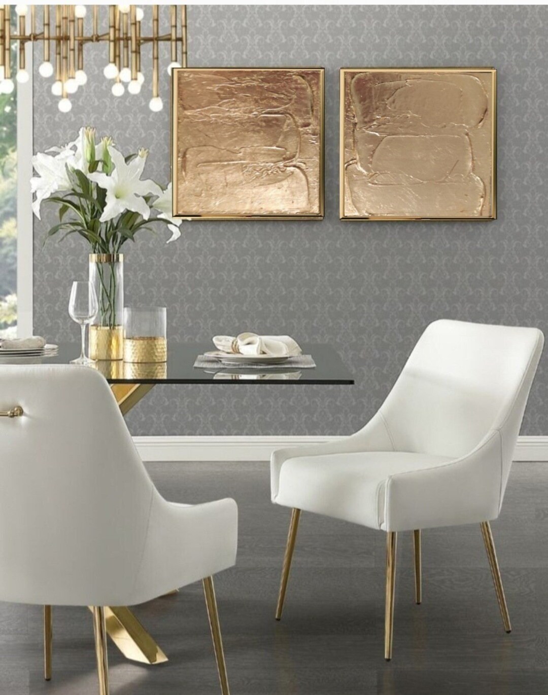 Small Gold Abstract Art Gold Leaf Wall Decor 3D Gold Textured Painting ...