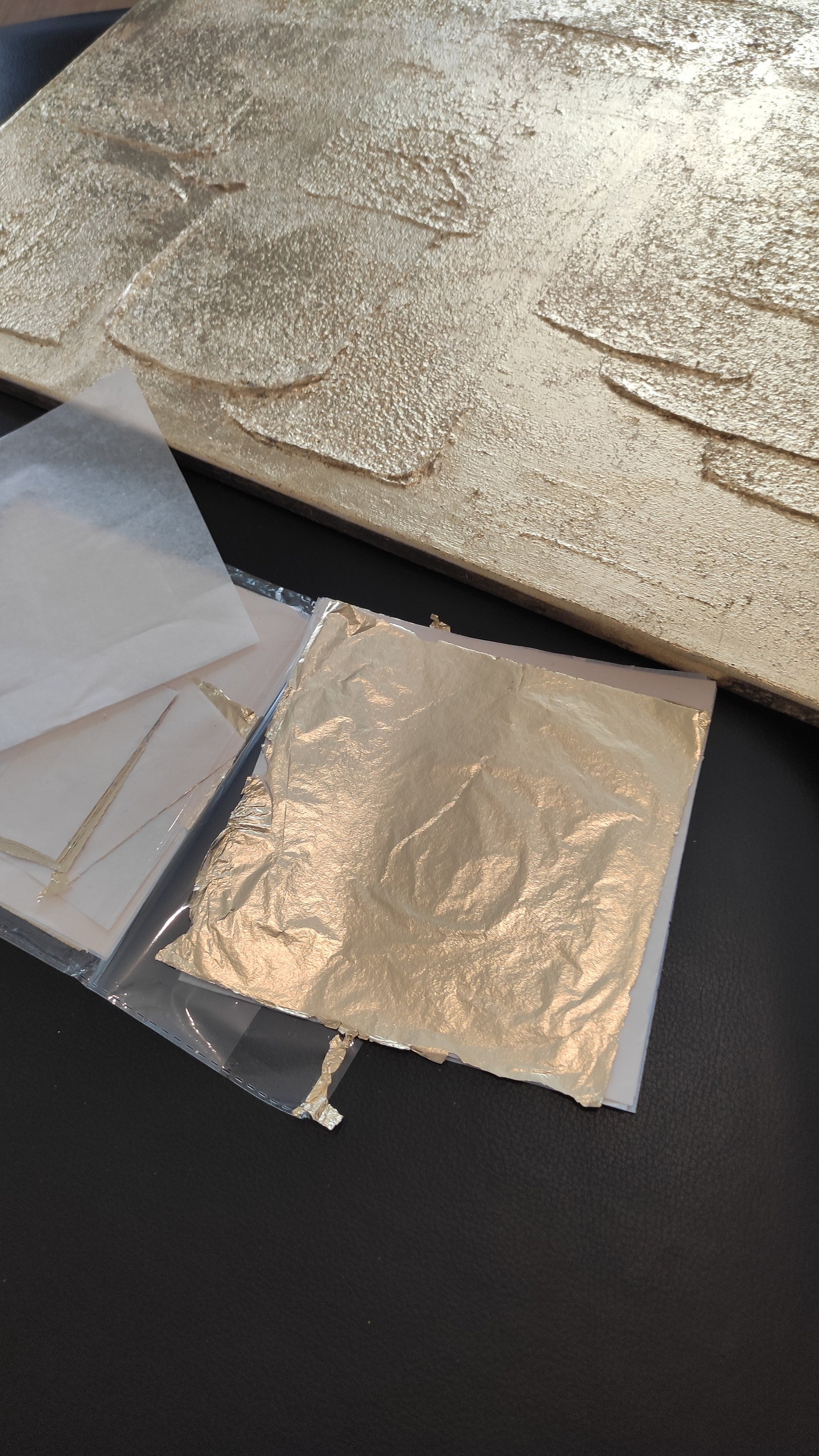 Gold Abstract Painting Gold Textured Wall Art Gold Leaf Art Metallic ...