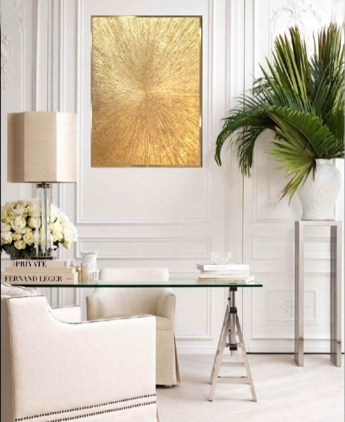 Gold Abstract Canvas Art Gold Painting Textured Wall Art Gold Leaf ...