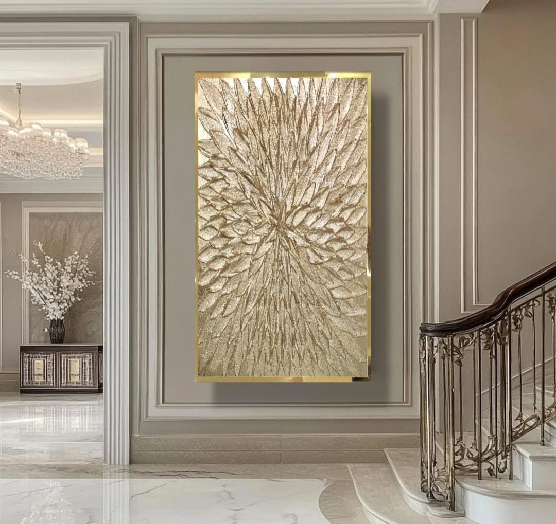 Luxury Abstract Gold Leaf Art Original Gold Painting on Canvas 3D ...