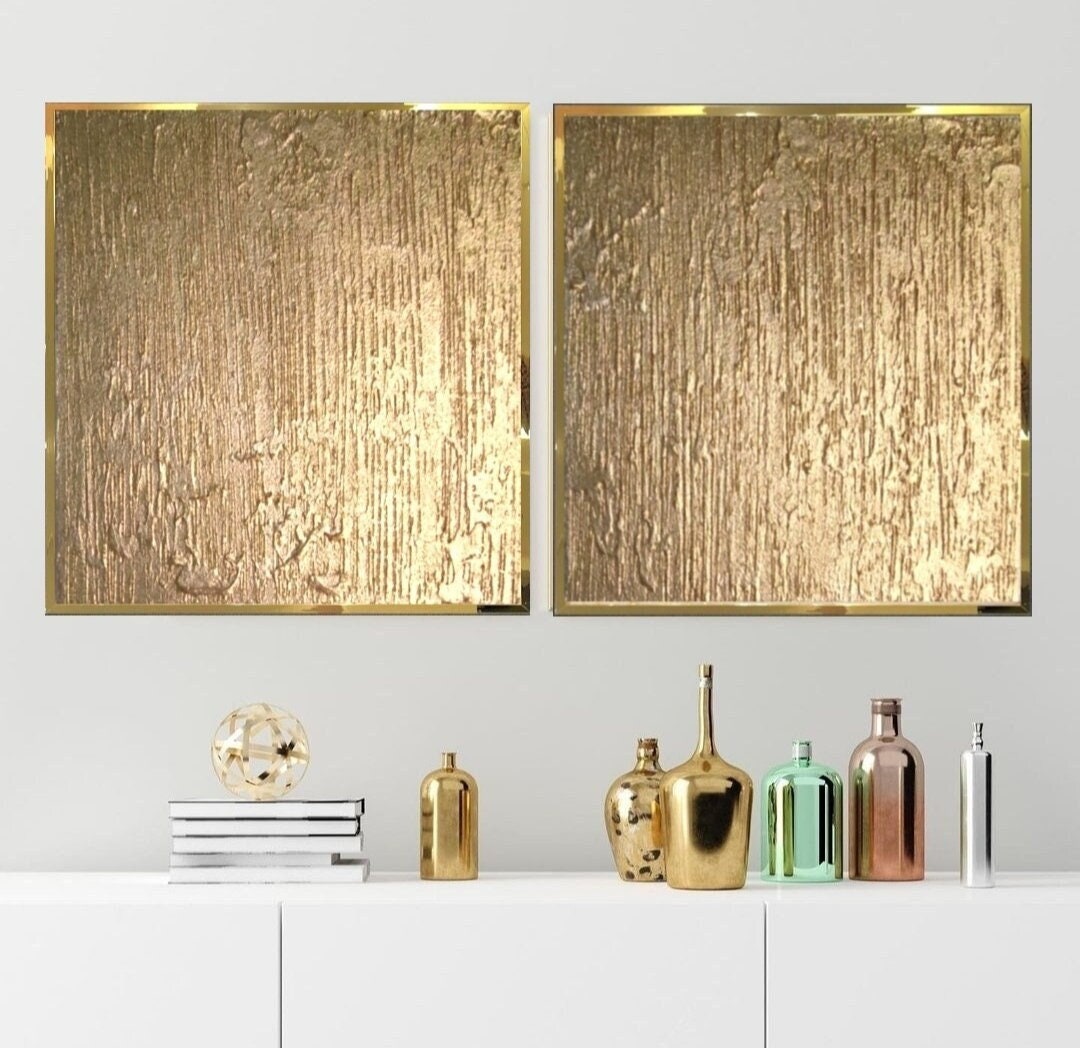 Gold Leaf Painting Gold Abstract Art 3D Gold Textured Painting Metallic ...