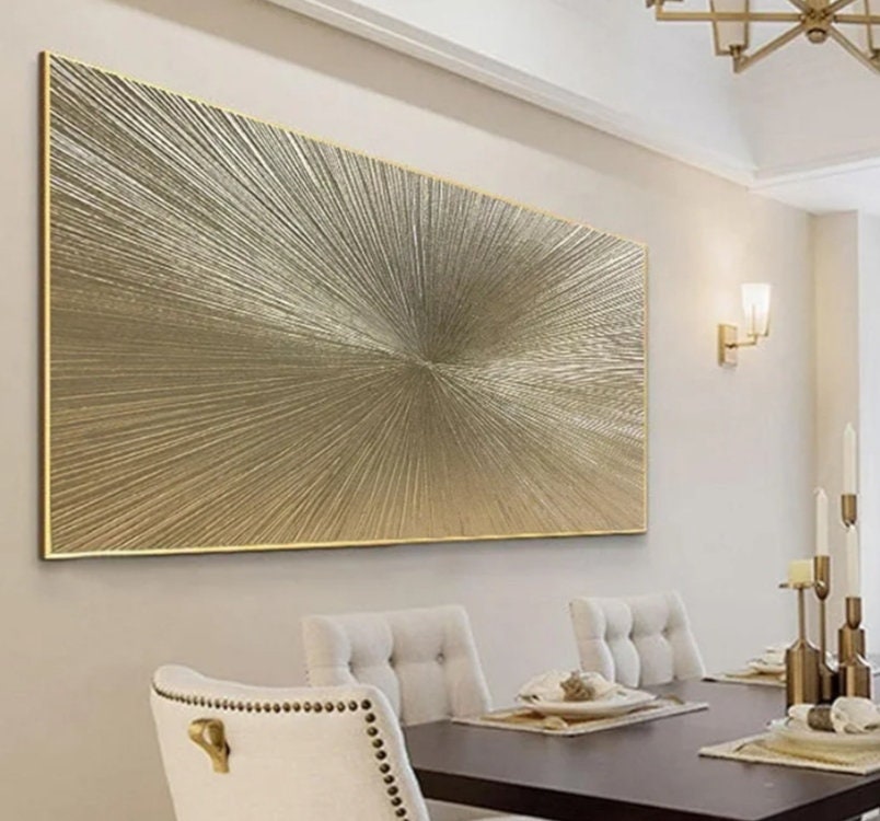 Gold Wall Art Gold Abstract Art Gold Leaf Painting 3D Textured Art ...