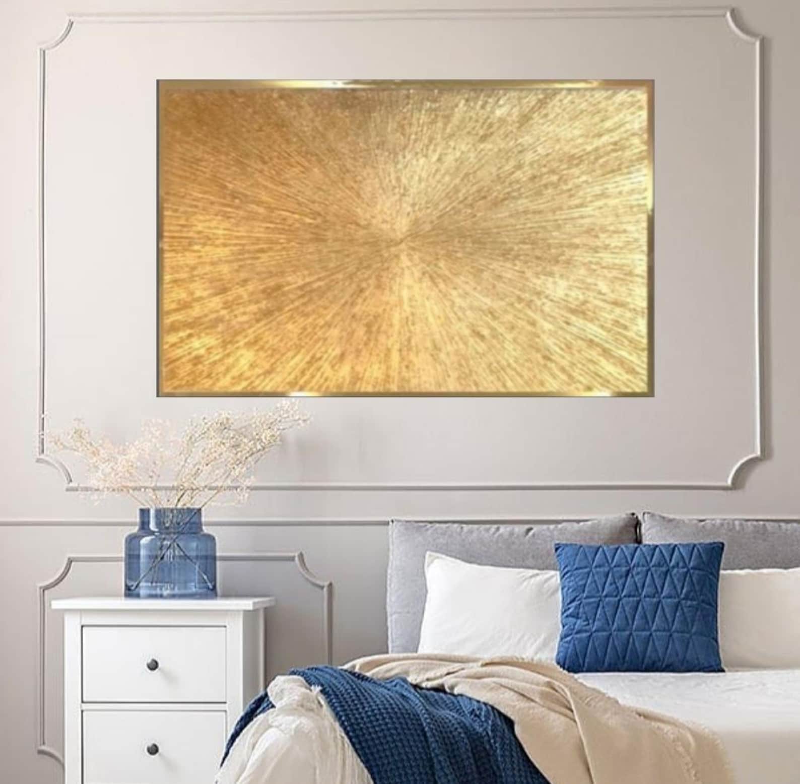 Original Art Gold Abstract Textured Painting on Canvas Gold Leaf Art 3D ...
