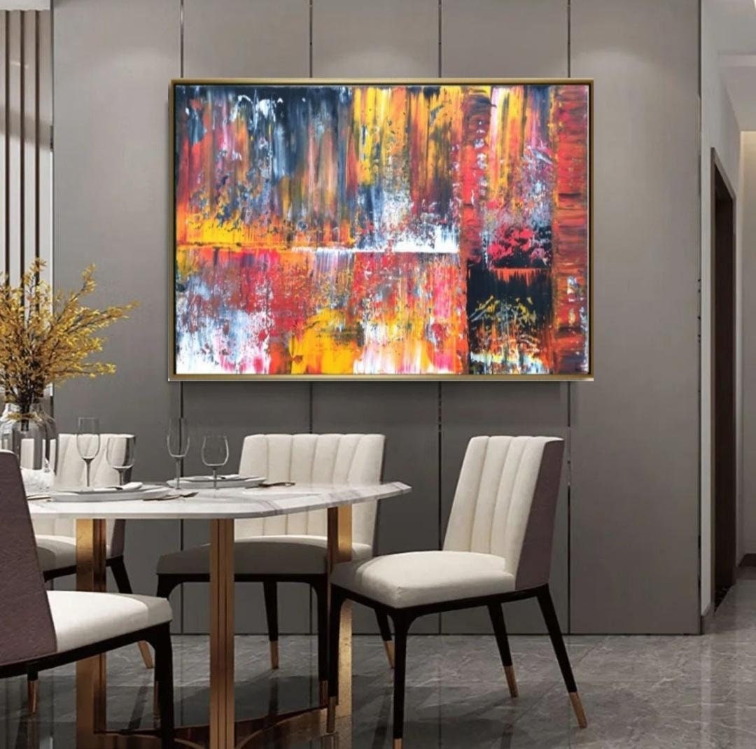 Red Black Abstract Art Original Acrylic Painting Modern Wall Art for ...