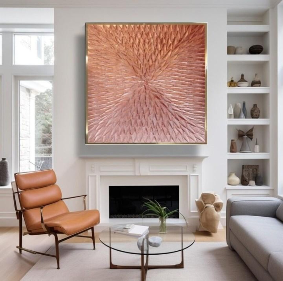 Abstract Copper Leaf Painting 3D Bronze Metallic Textured Art for ...