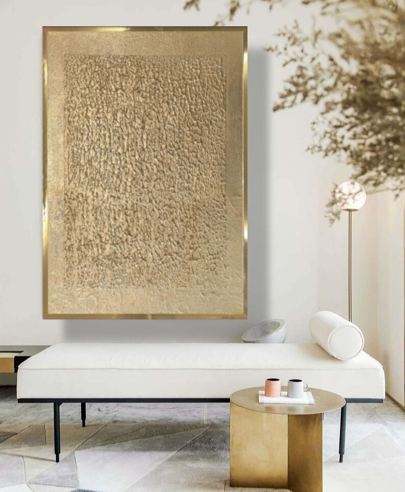 Gold Leaf Abstract Painting Metallic Gold Wall Art Gold Textured ...