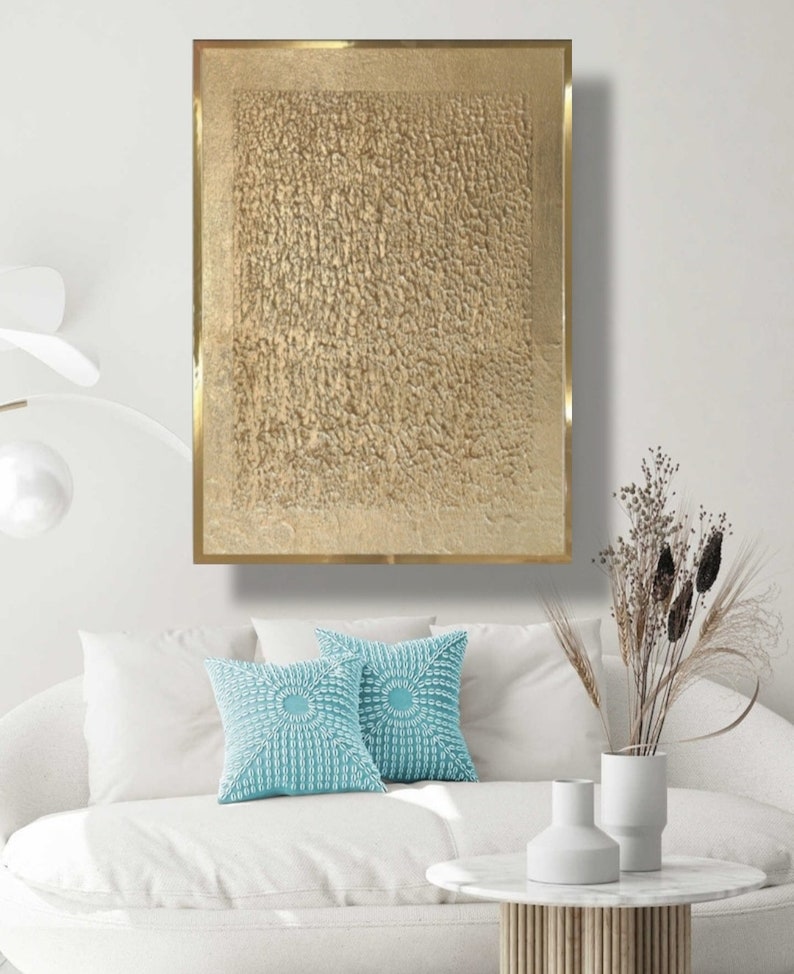 Gold Leaf Abstract Painting Metallic Gold Wall Art Gold Textured ...