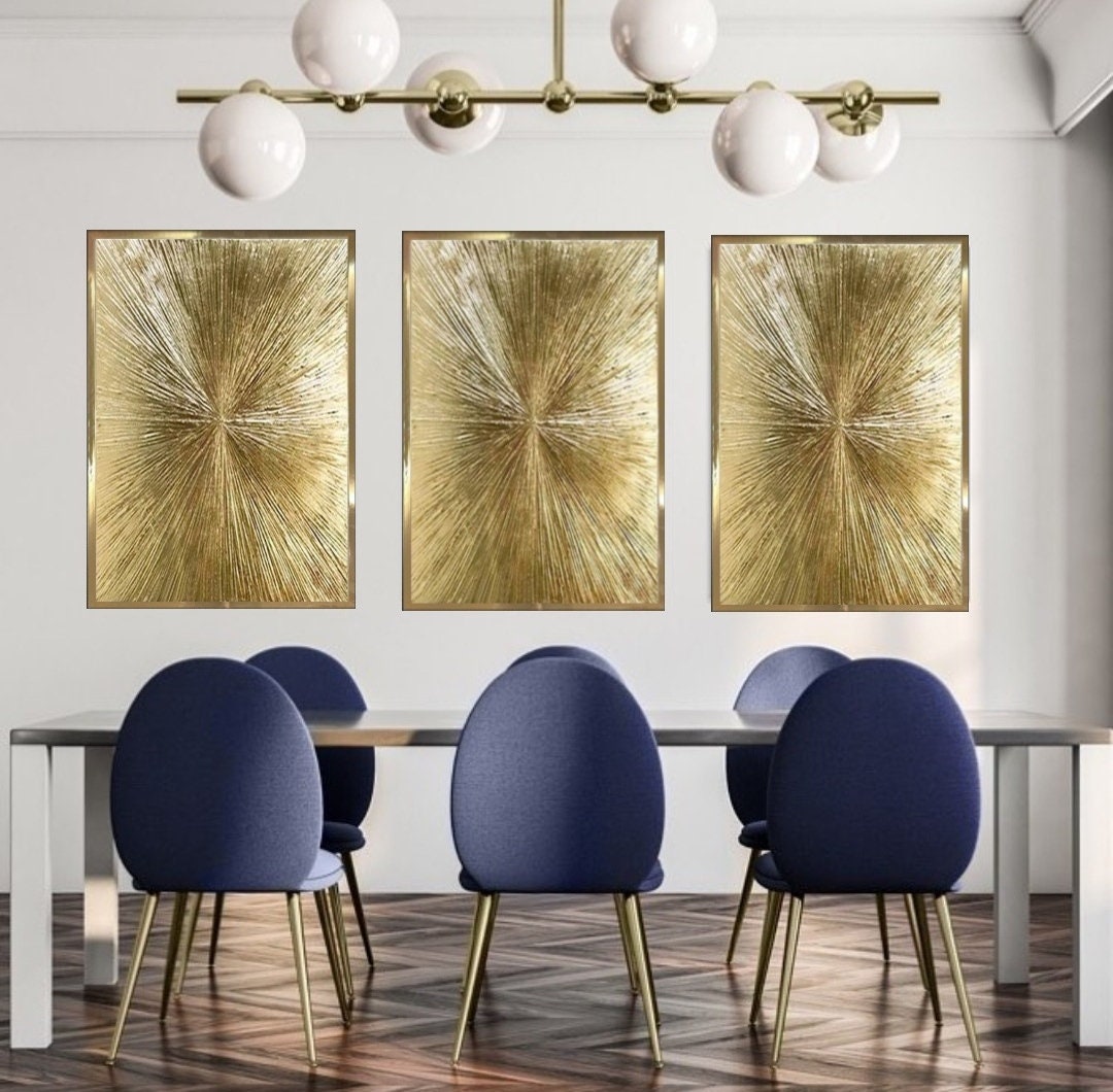 Contemporary Abstract Gold Painting Gold Abstract Canvas Art Gold Leaf ...