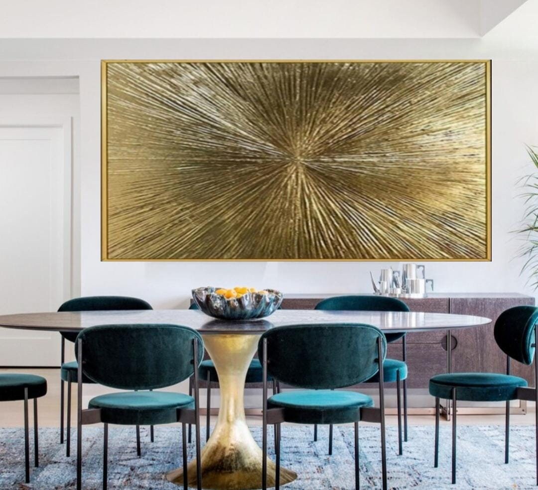 Gold Leaf Art Gold Textured Painting Modern Canvas Art 3D Abstract ...